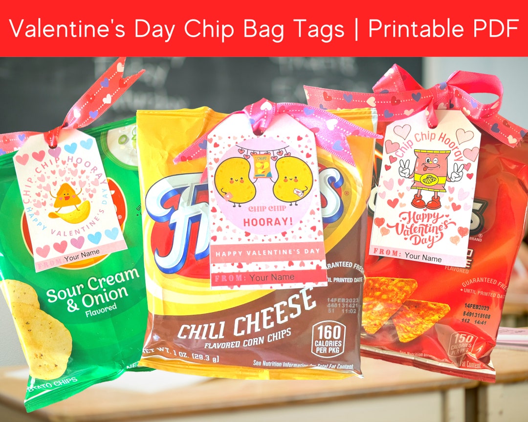 Chips Kids Valentines Printable Variety Pack- Kids Valentine, School ...