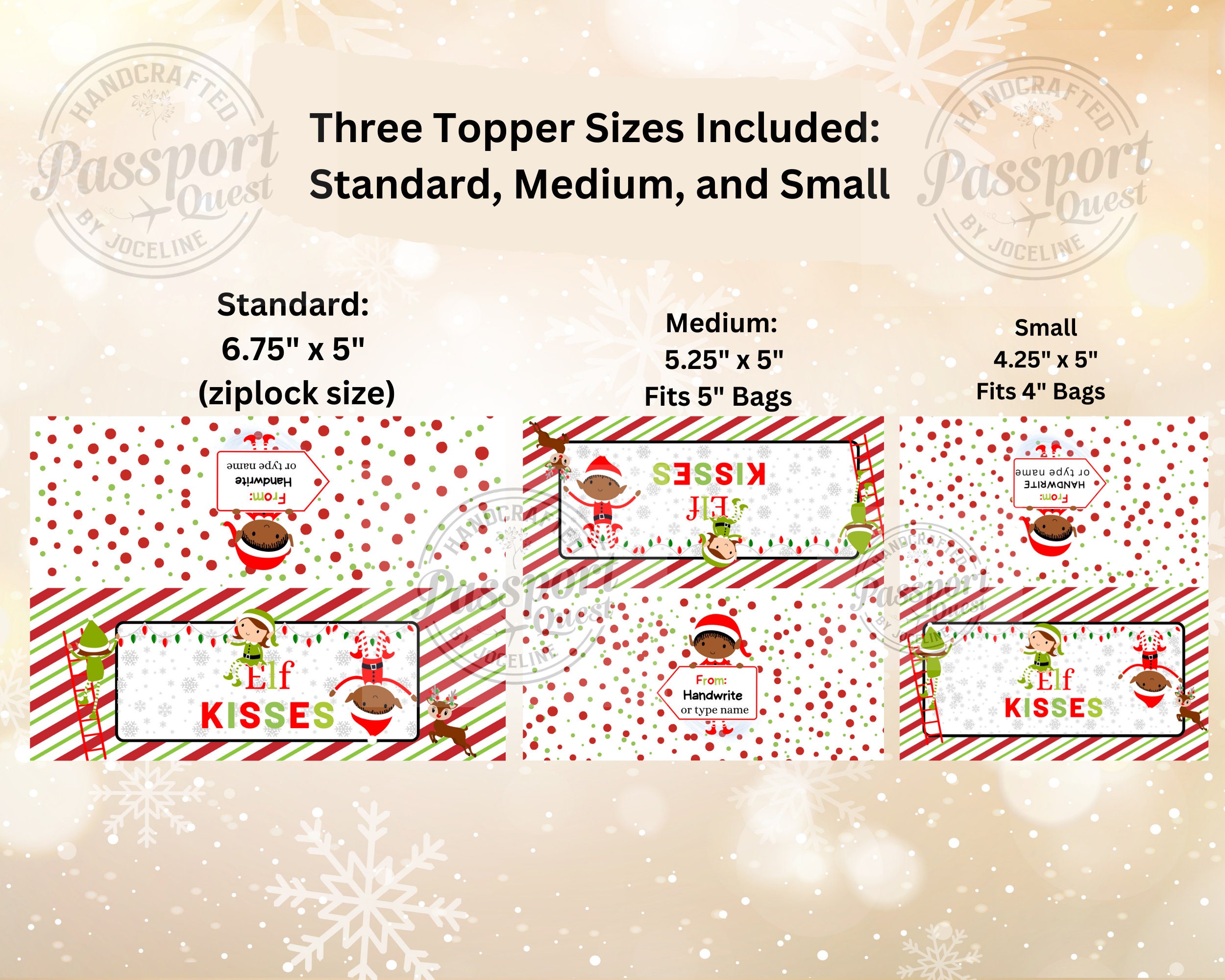 Printable ELF Kisses Treat Bag Christmas Toppers, Christmas Party Favor ...