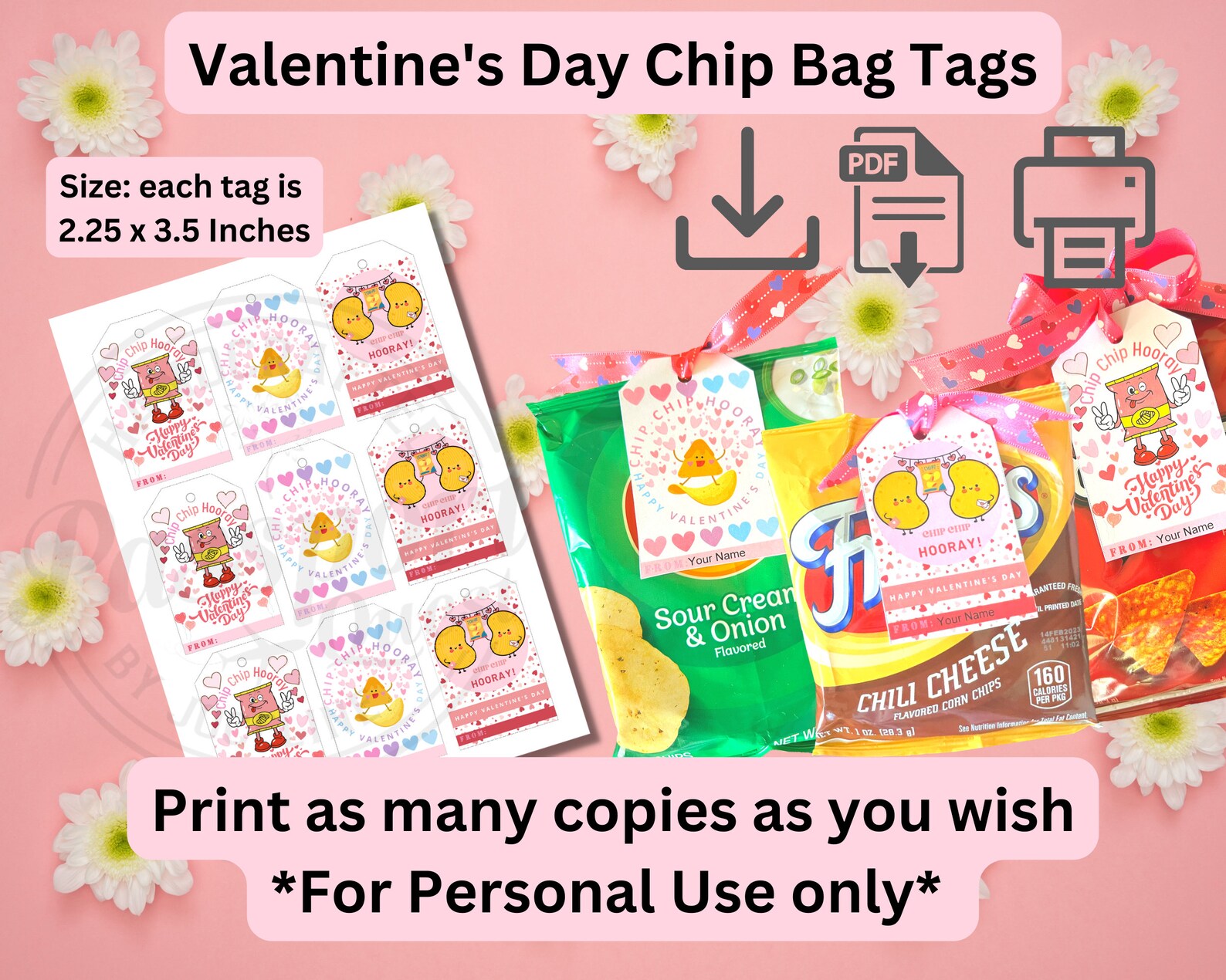 Chips Kids Valentines Printable Variety Pack- Kids Valentine, School ...