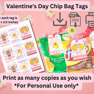 Chips Kids Valentines Printable Variety Pack- Kids Valentine, School ...