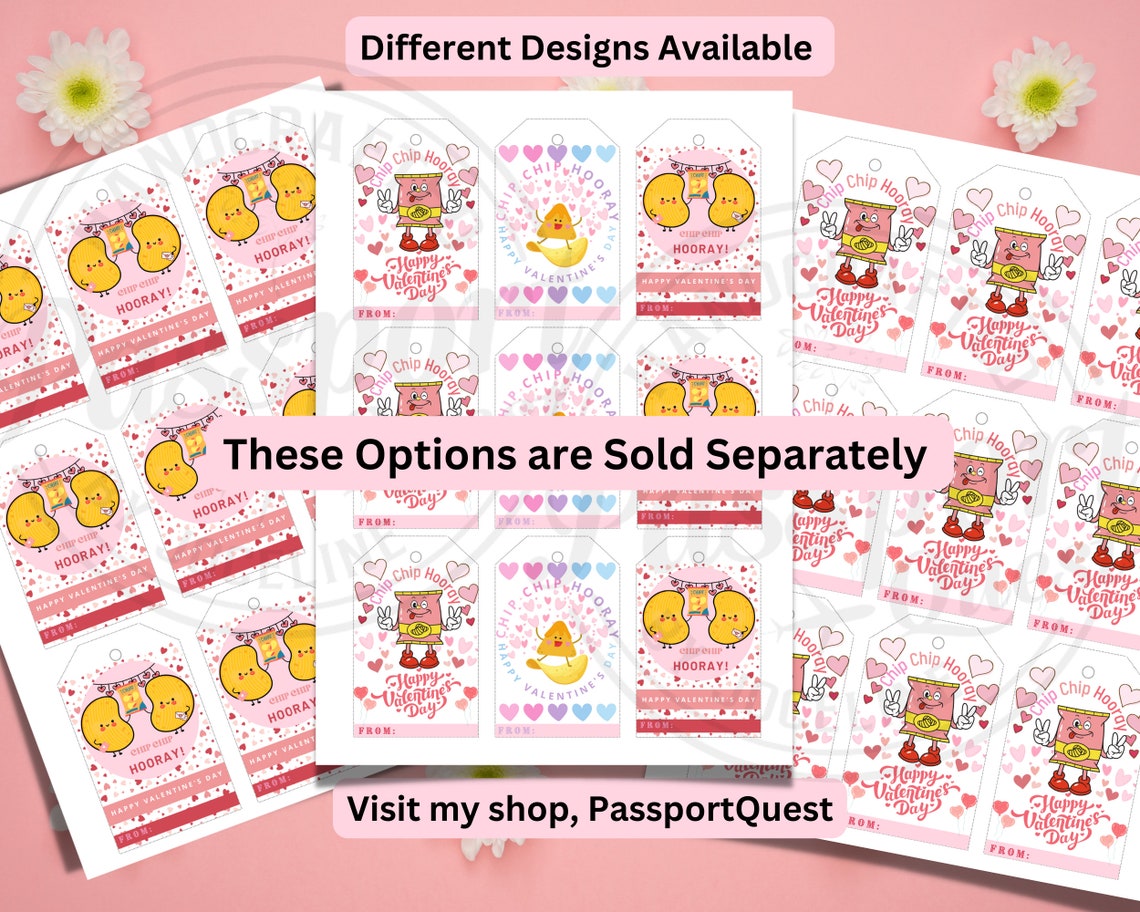 School Classroom Valentine - Chip Chip Hooray- Chips Kids Valentines ...