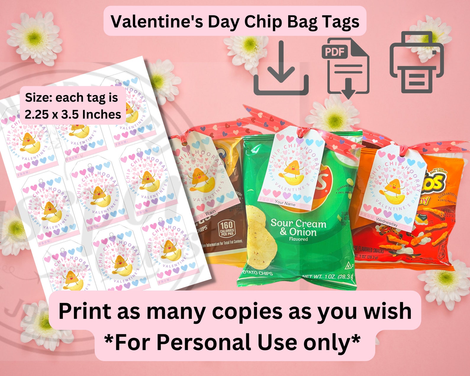 School Classroom Valentine - Chip Chip Hooray- Chips Kids Valentines ...