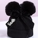 Girls Brown Pom Pom Hat, Personalised Hat, Double Bobble Hat, Toddler ...