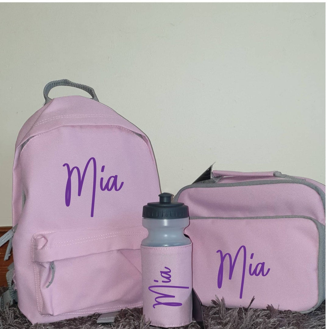 Personalised Pink Back to School Set Backpack Water Bottle - Etsy