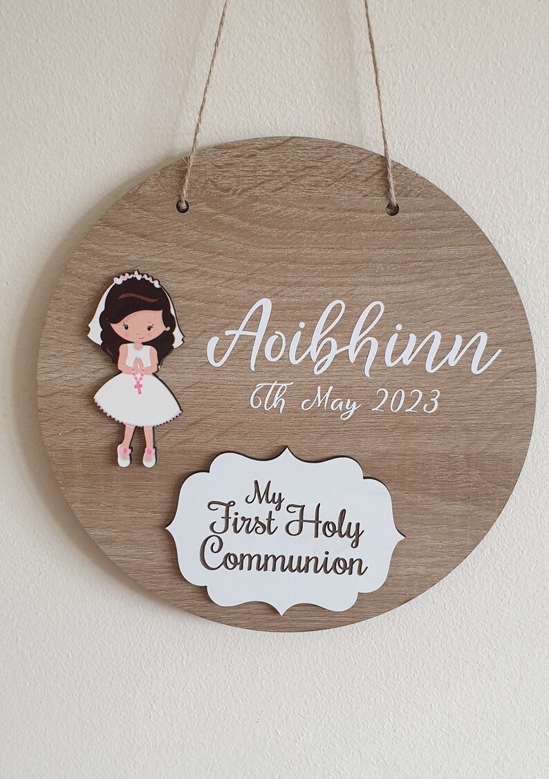 Holy Communion Gift | Communion Keepsake for Boys | 20cm Round Sign ...