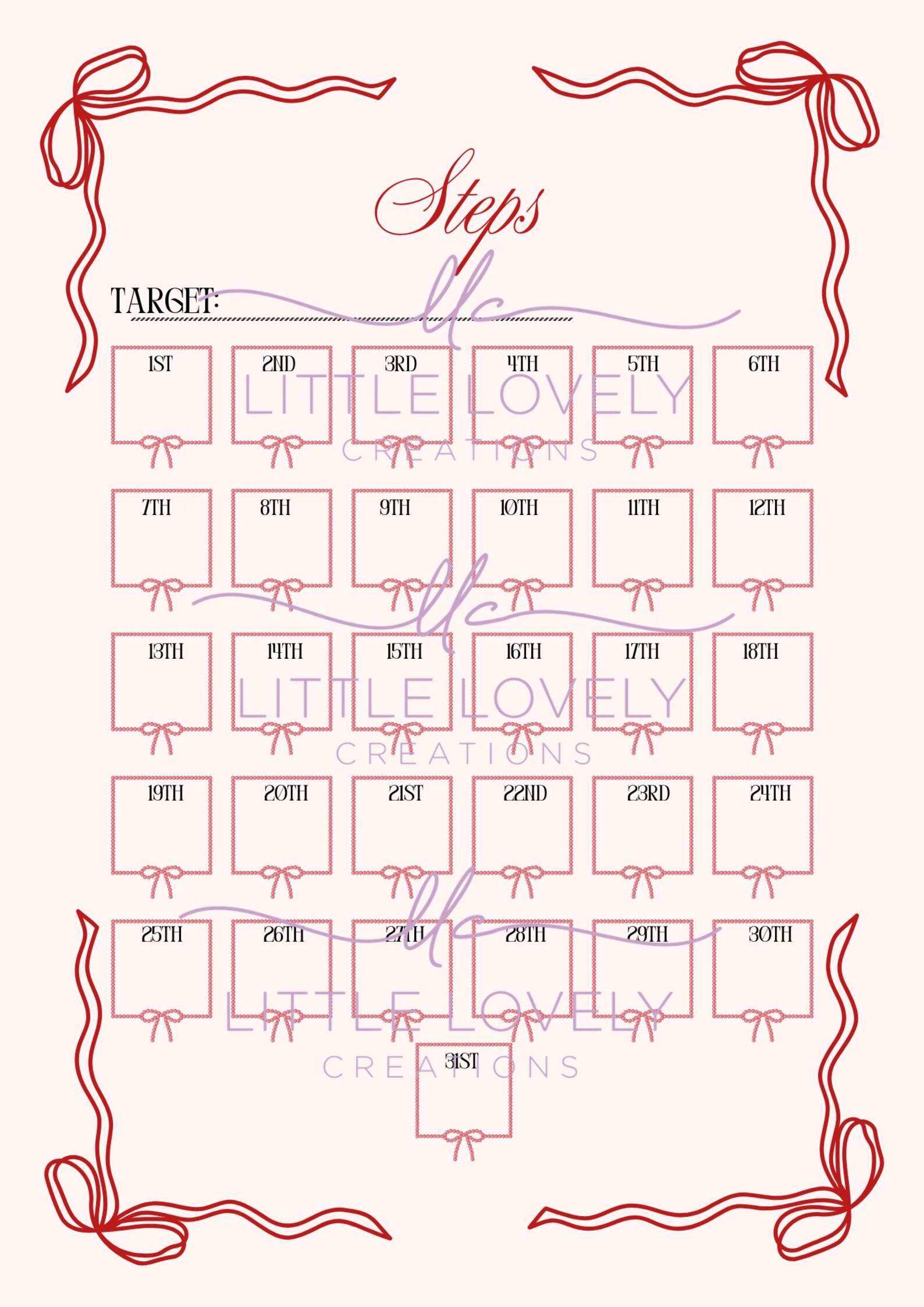 Printable Daily Steps Tracker Sheet (digital Download) - Etsy