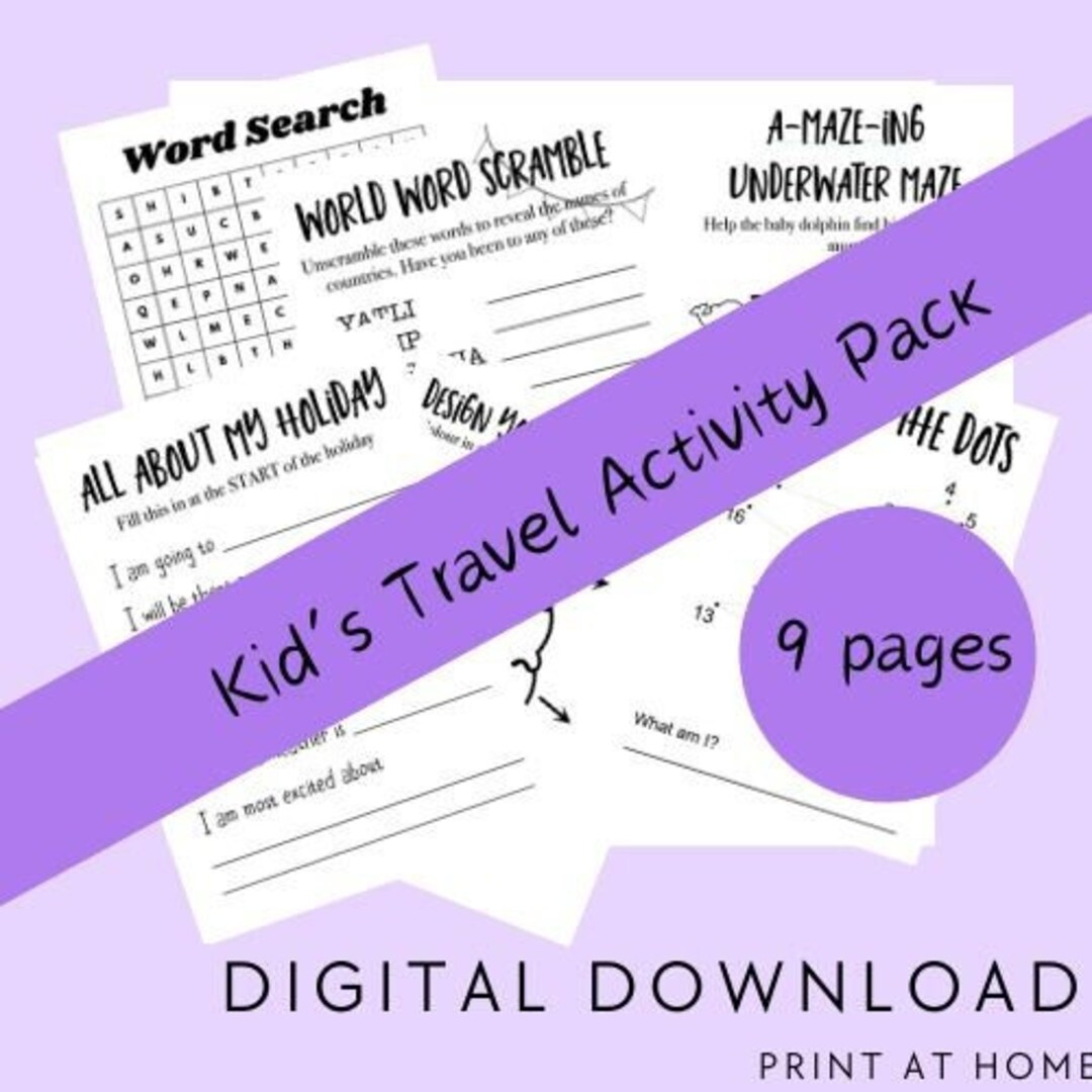 Printable Travel Activity Pack, Travel Activities for Kids, Print at ...