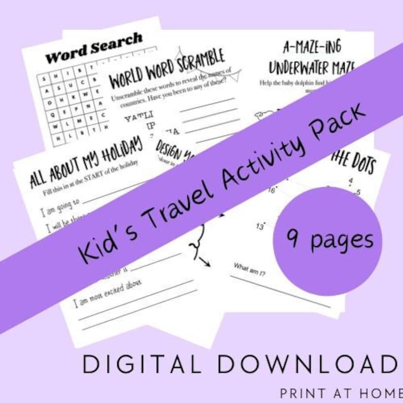 Printable Travel Activity Pack, Travel Activities for Kids, Print at ...