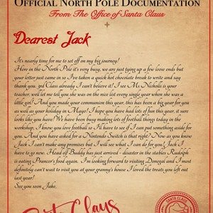 Printable Letter From Santa, Digital Santa Letter, Personalised Santa ...