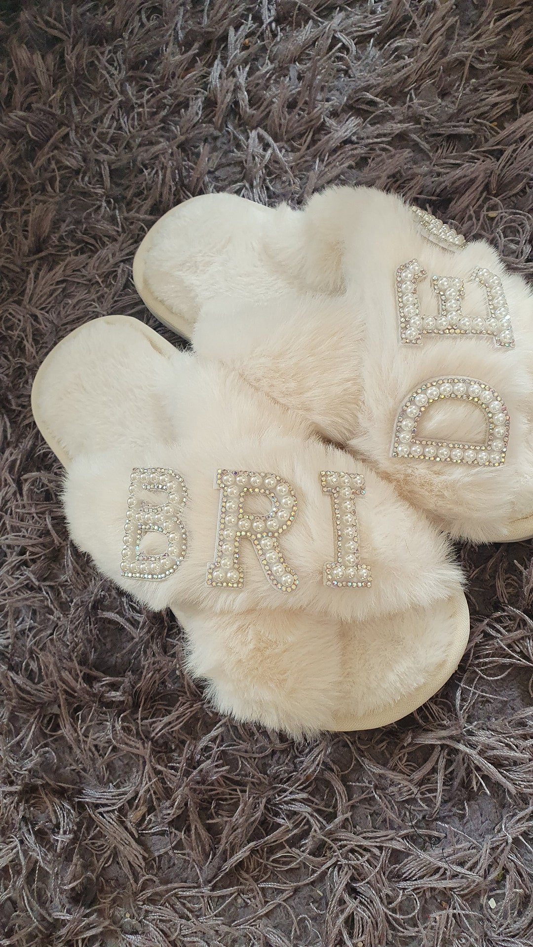 Personalised Fluffy Slippers, Crossover Slippers, Bride to Be, Gift for ...