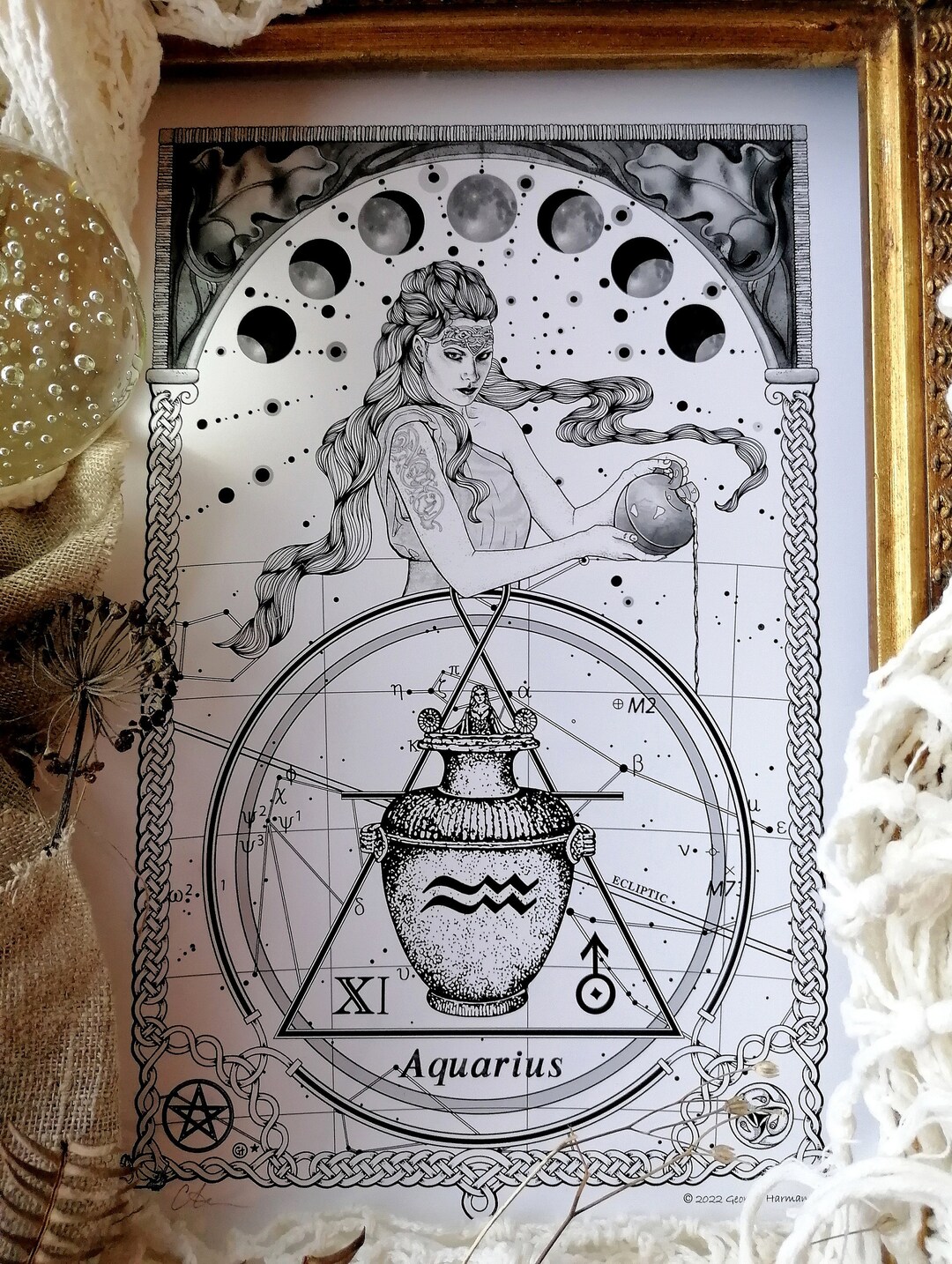 AQUARIUS - A4 Poster - Astrology Art - Zodiac Art - Aquarius Gift ...