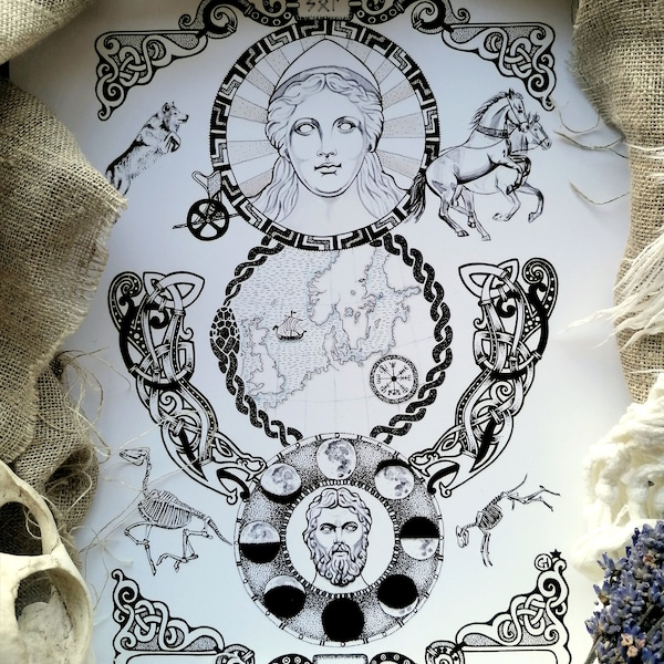 Moon Goddess and Sun God Art - Etsy