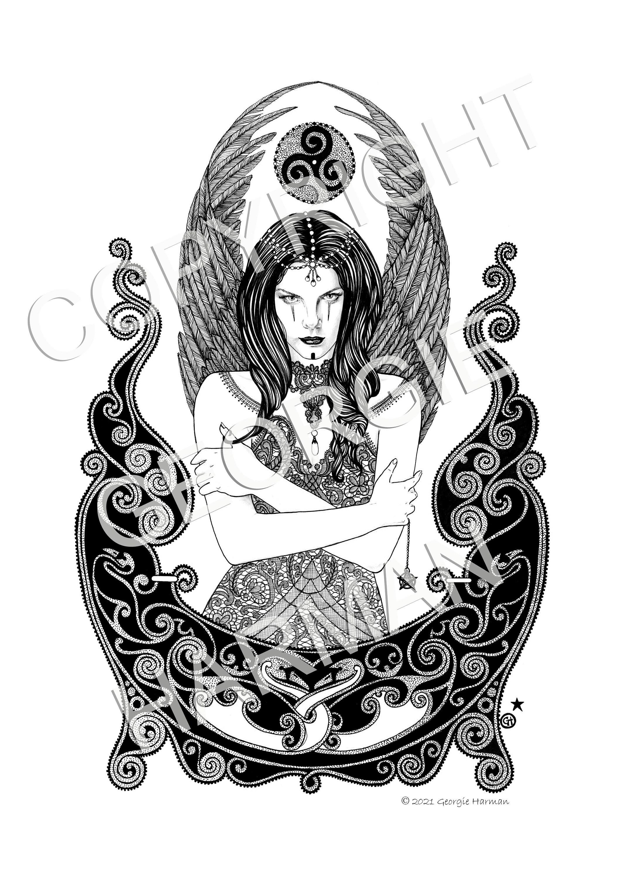 Caer Ibormeith A4 Print Irish-celtic Fairy Maiden Goddess Celtic gothic ...
