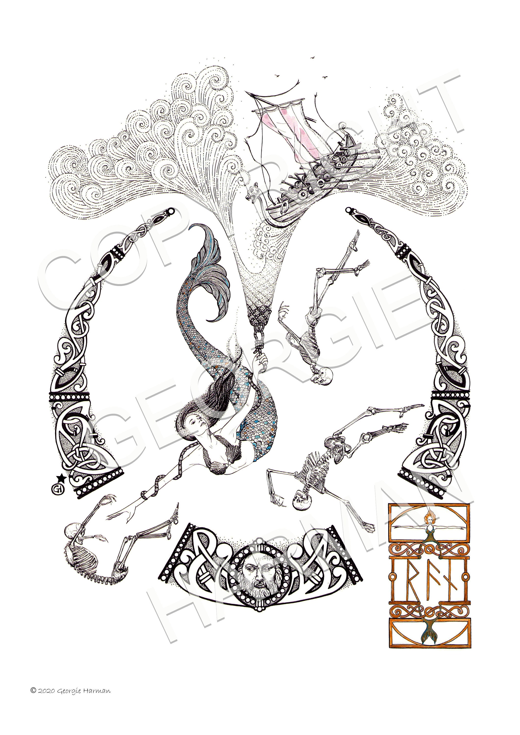 Ran A4 Print Norse Goddess Mermaid Poster Mermaid Gift Norse Mythology ...