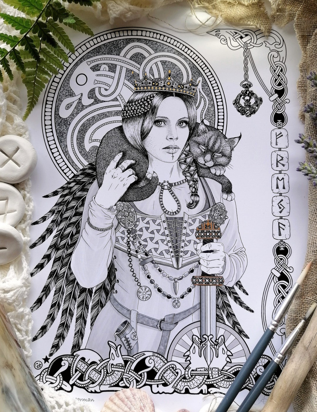 Freyja A3 Print Norse Goddess Viking Poster Norse Mythology Pagan Wall ...