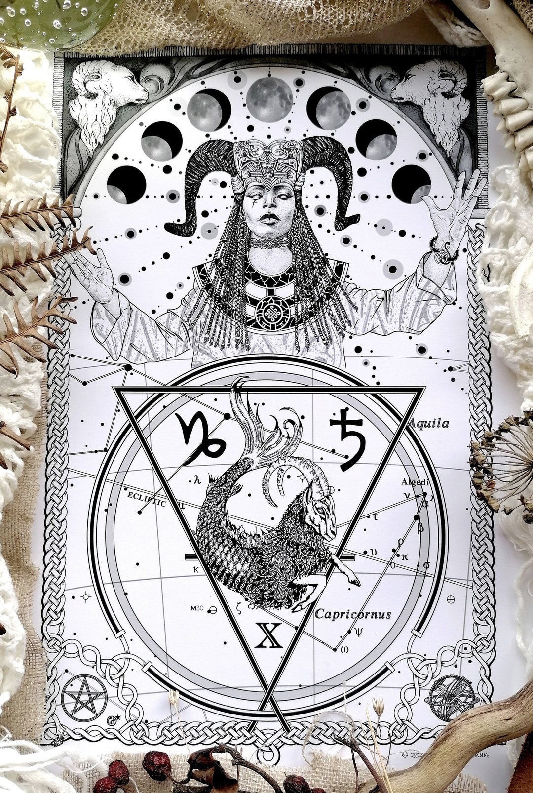 Capricorn | A4 Giclée Print | Zodiac Art | Astrology Poster | Capricorn ...