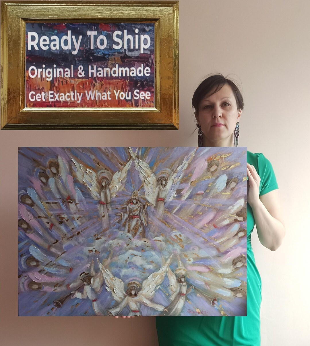 God Large Wall Art, Great God Painting, Angels From Heaven Artwork, Sky ...