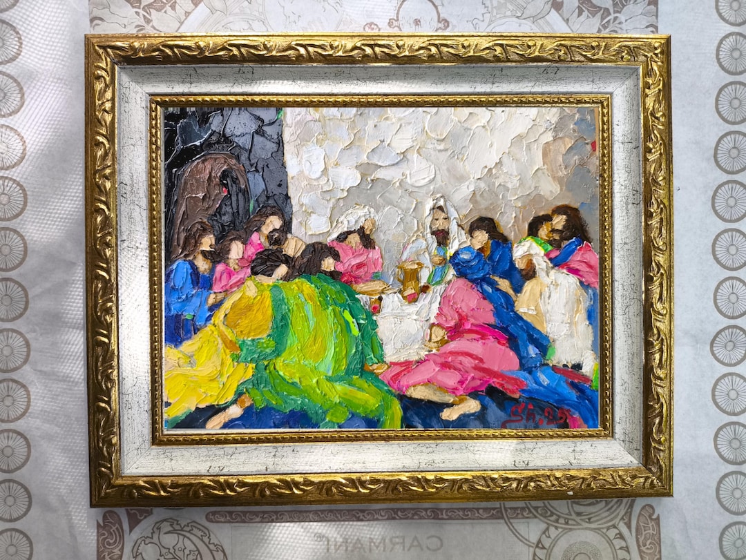 Last Supper Original, Lord Jesus Impasto, Disciples of Christ Painting ...