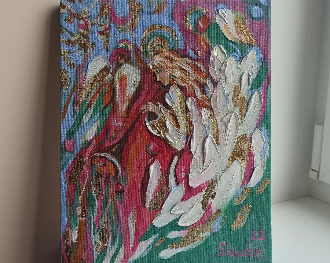 Angel With Trumpet Painting Angels From Heaven Artwork Spiritual ...