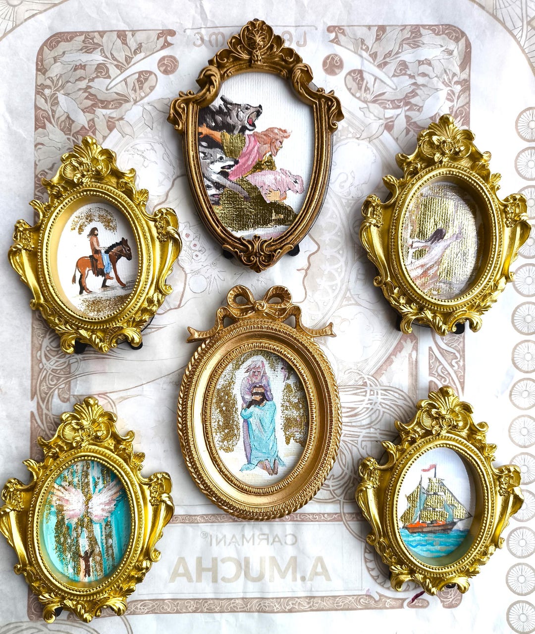 Jesus Original Framed, Christ Painting, Mini Spiritual Artwork, Sky ...