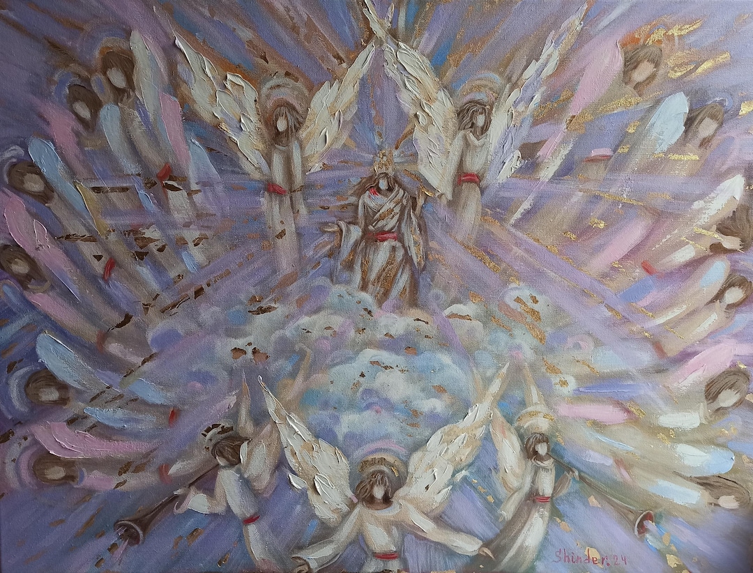 God Large Wall Art, Great God Painting, Angels From Heaven Artwork, Sky ...