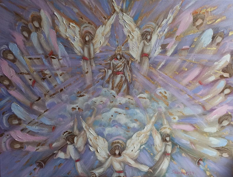 God Large Wall Art, Great God Painting, Angels From Heaven Artwork, Sky ...