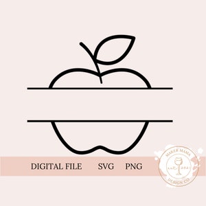 Apple Split Monogram, Digital SVG and PNG File | Teacher Cup Cut File ...