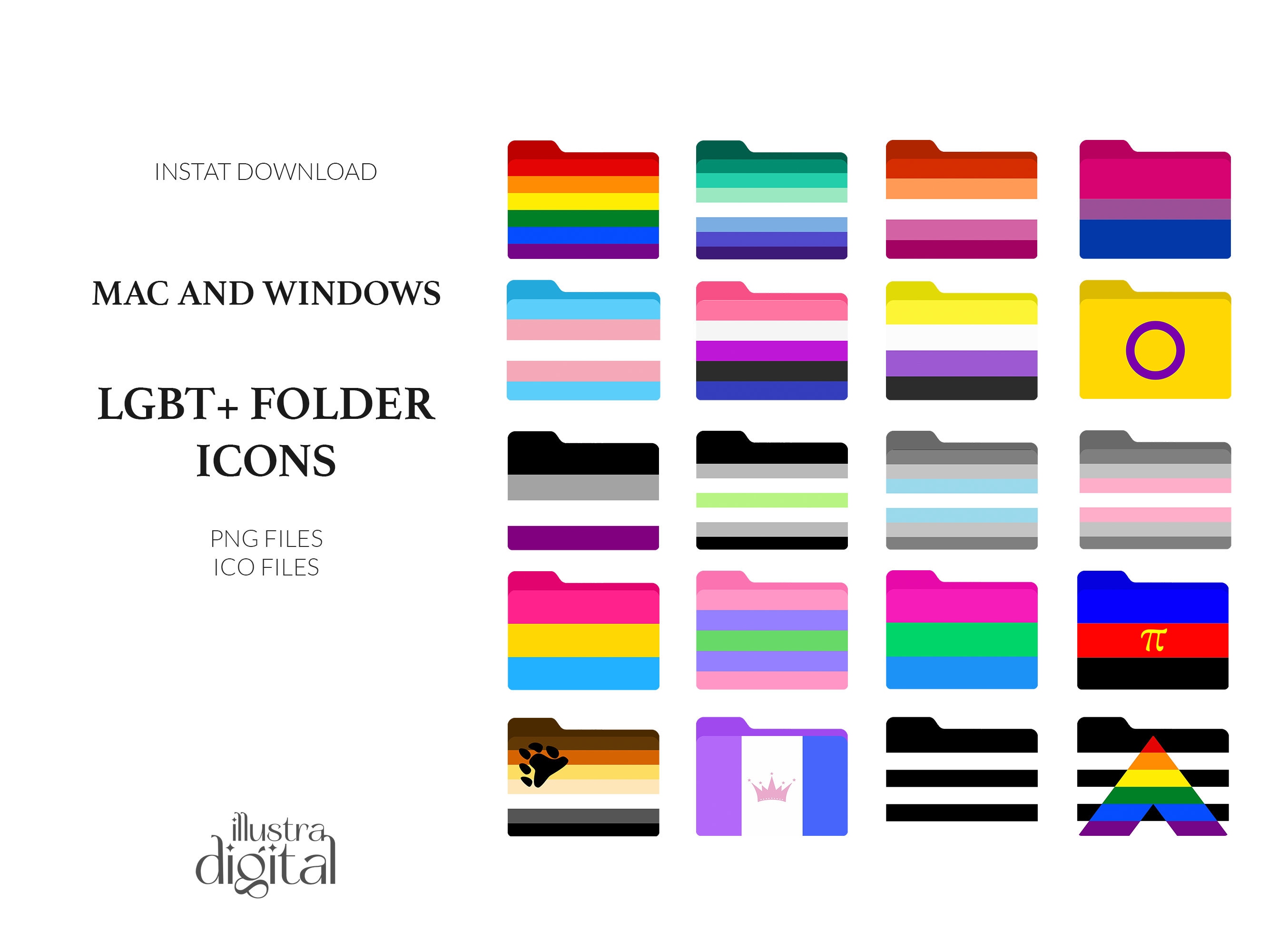 Lgbtq Desktop Folder Icons Mac Os Windows Trans Gay Etsy Uk
