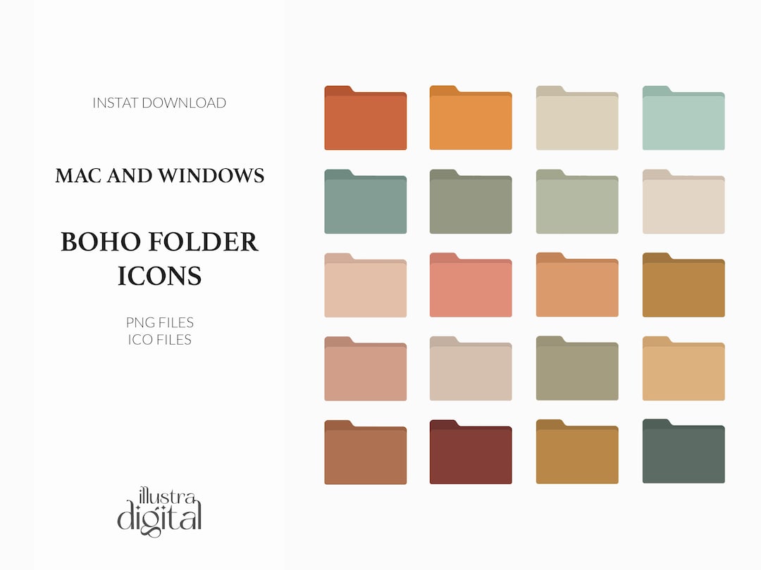 Boho Neutral Desktop Folder Icons | Mac OS Windows | Aesthetic ...