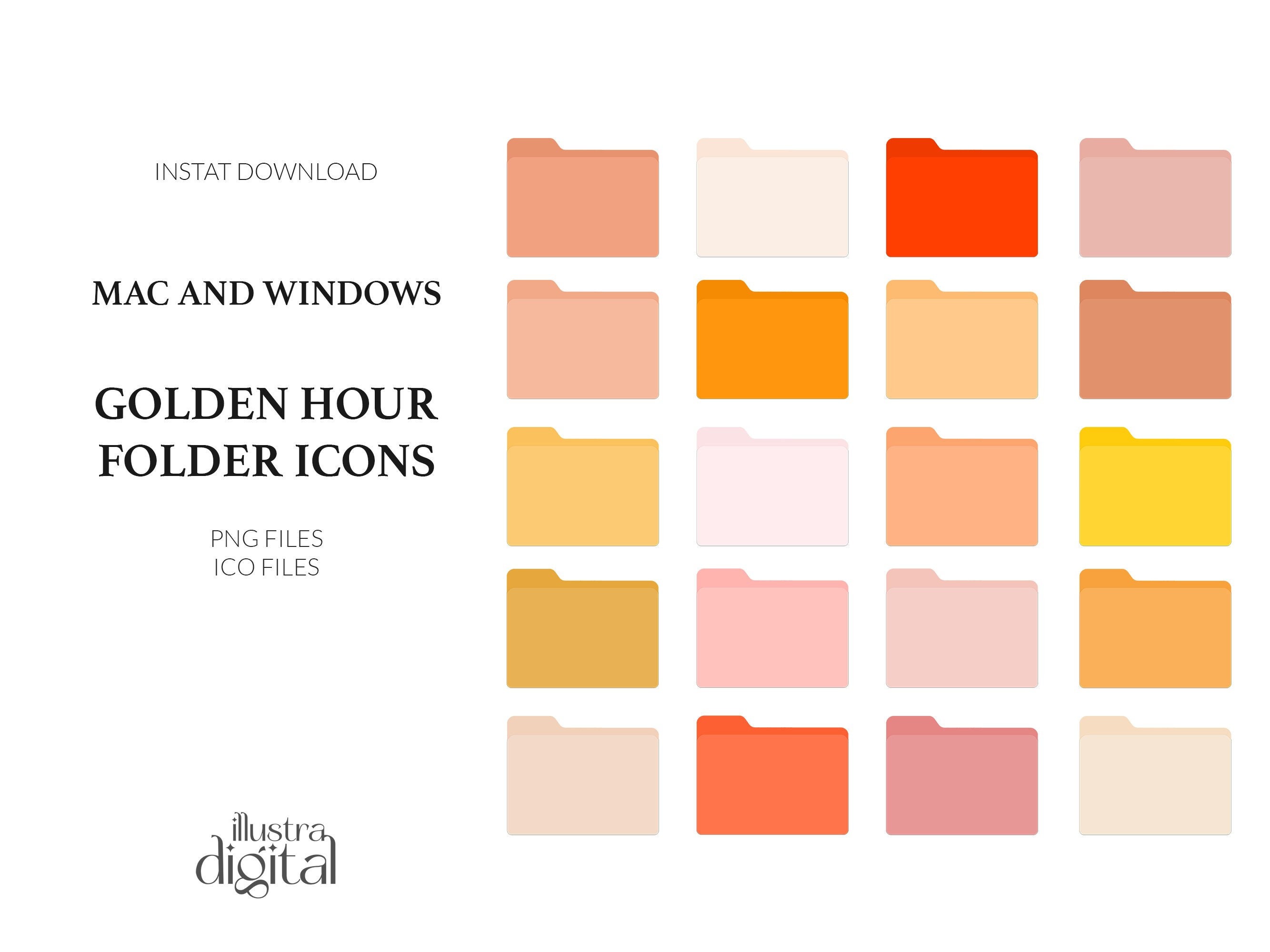 Girly Golden Hour Desktop Folder Icons | Mac OS Windows | Aesthetic ...
