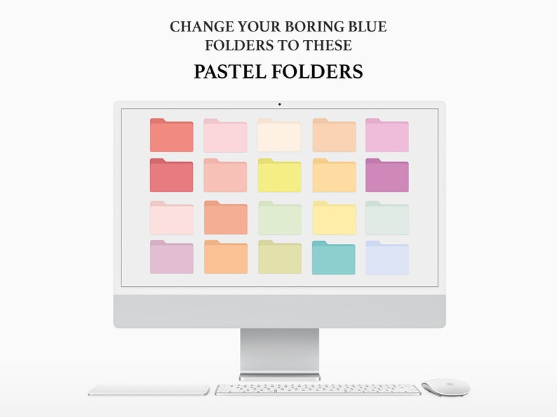 Pastel Colorful Desktop Folder Icons | Mac OS Windows | Aesthetic ...