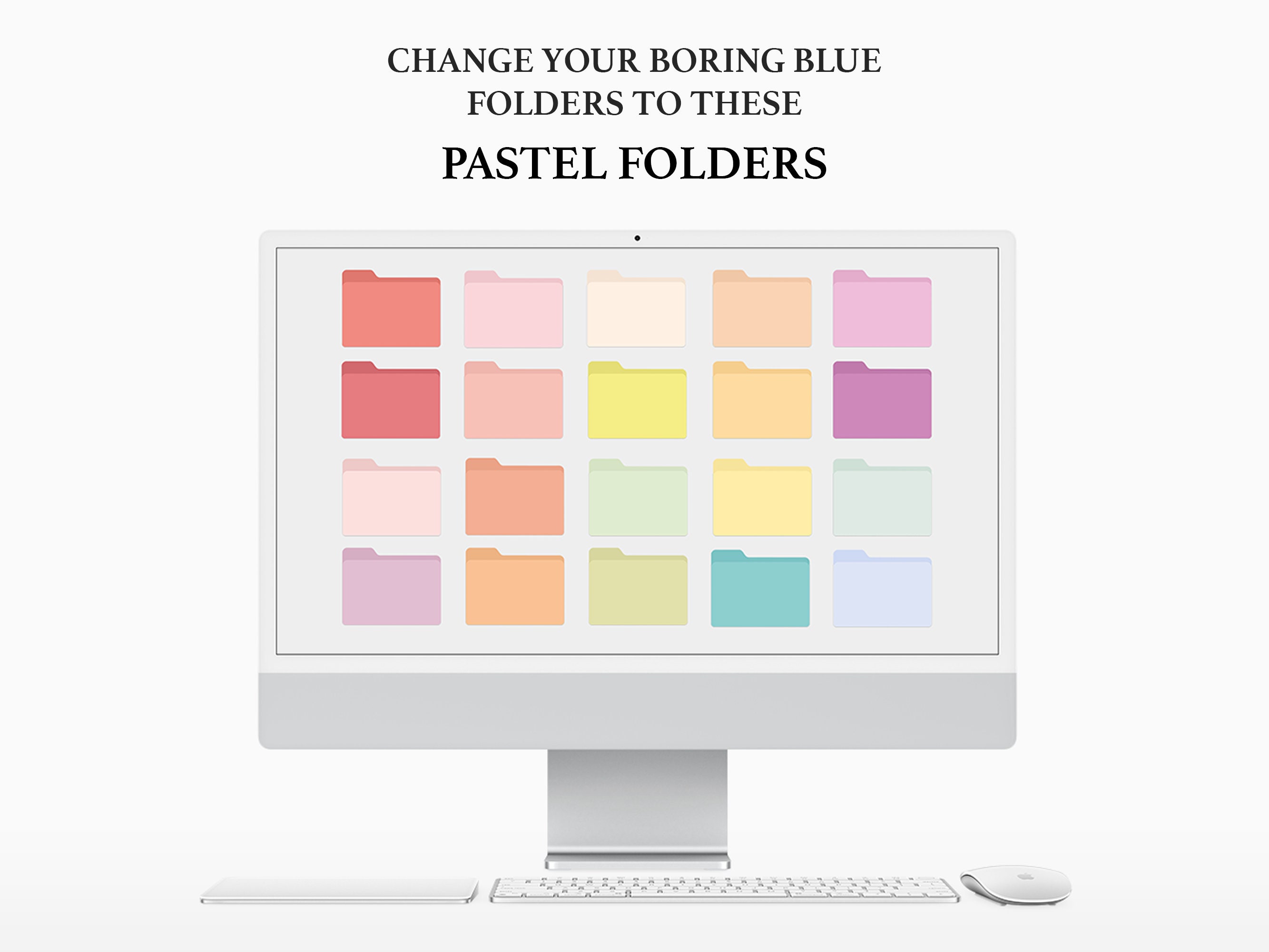 Pastel Colorful Desktop Folder Icons | Mac OS Windows | Aesthetic ...