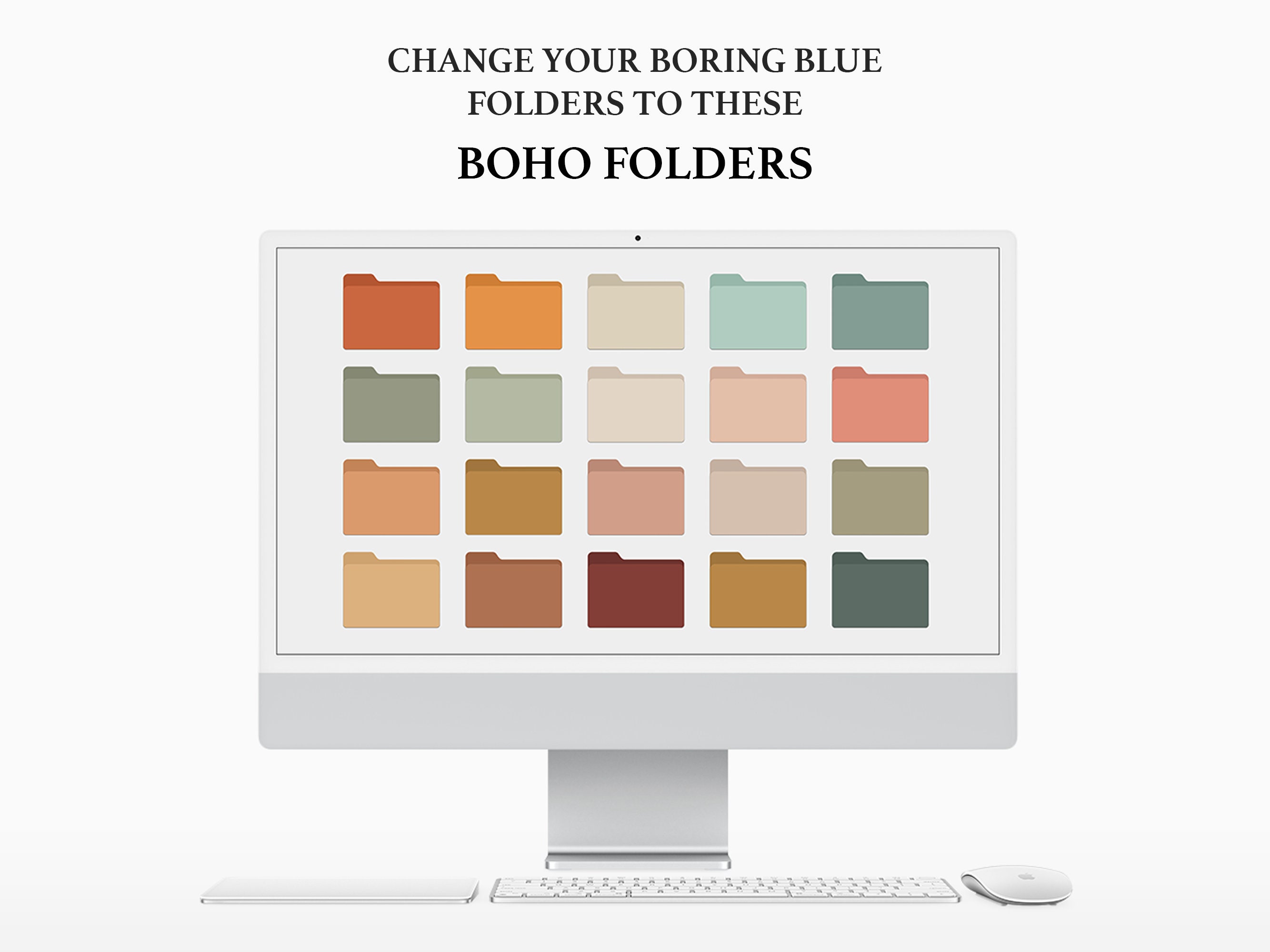 Boho Neutral Desktop Folder Icons | Mac OS Windows | Aesthetic ...