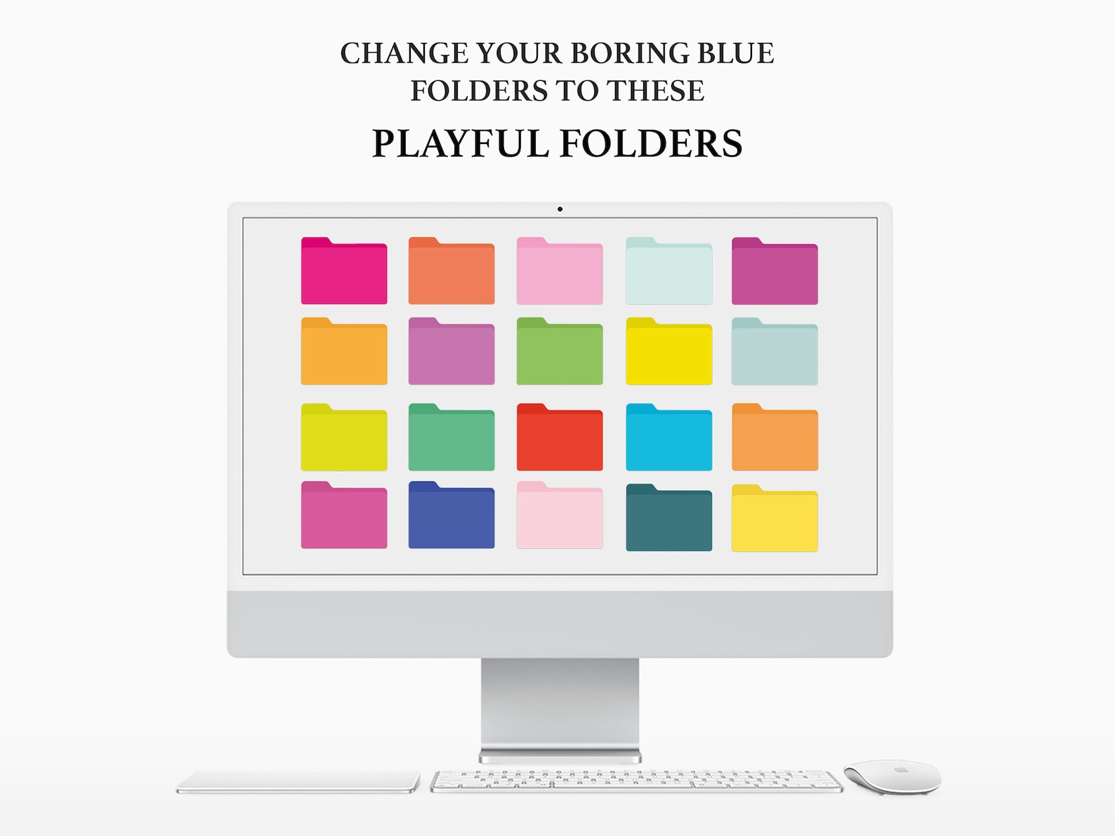 Playful Solid Colors Desktop Folder Icons | Mac OS Windows | Aesthetic ...