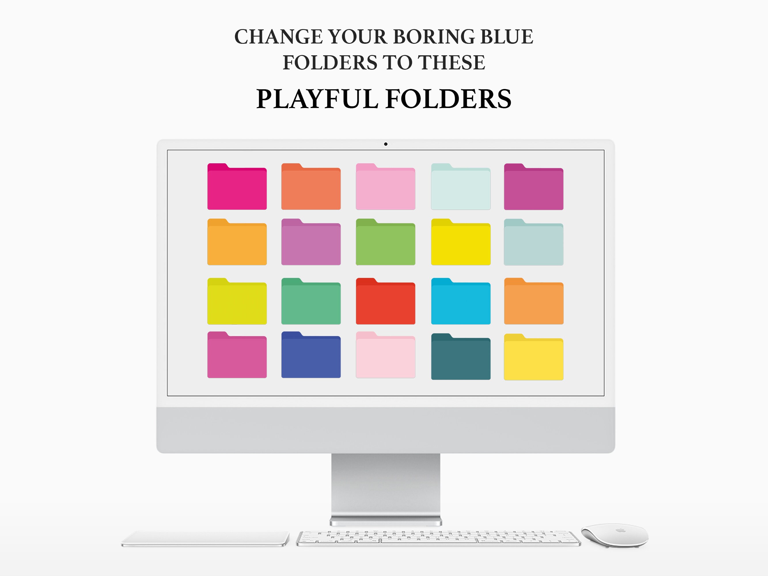 Playful Solid Colors Desktop Folder Icons | Mac OS Windows | Aesthetic ...