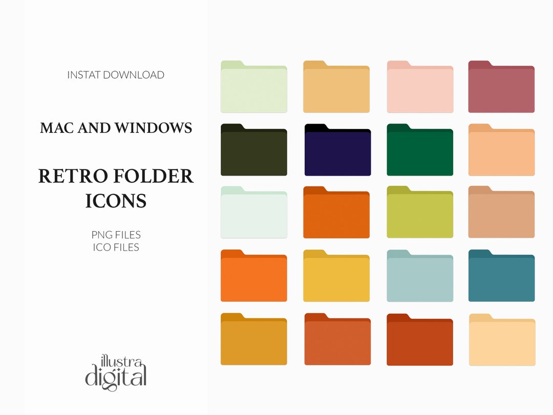 Retro Colorful Desktop Folder Icons | Mac OS Windows | Aesthetic ...