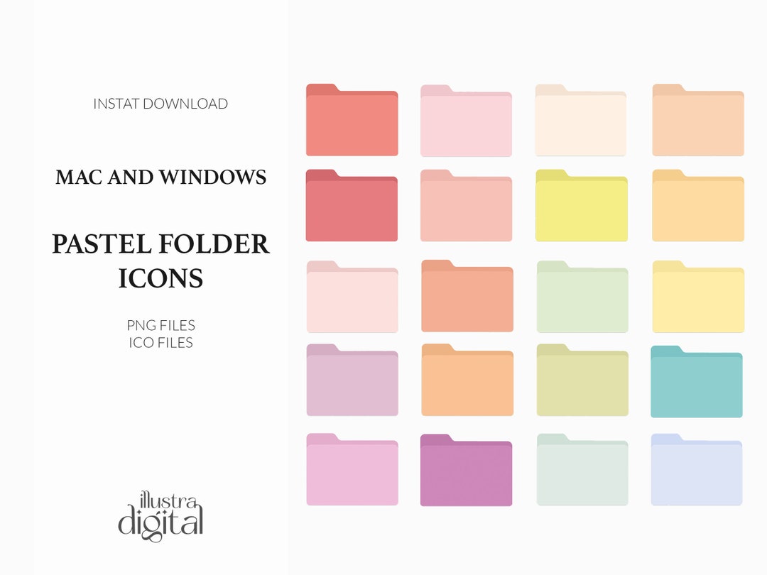Pastel Colorful Desktop Folder Icons | Mac OS Windows | Aesthetic ...