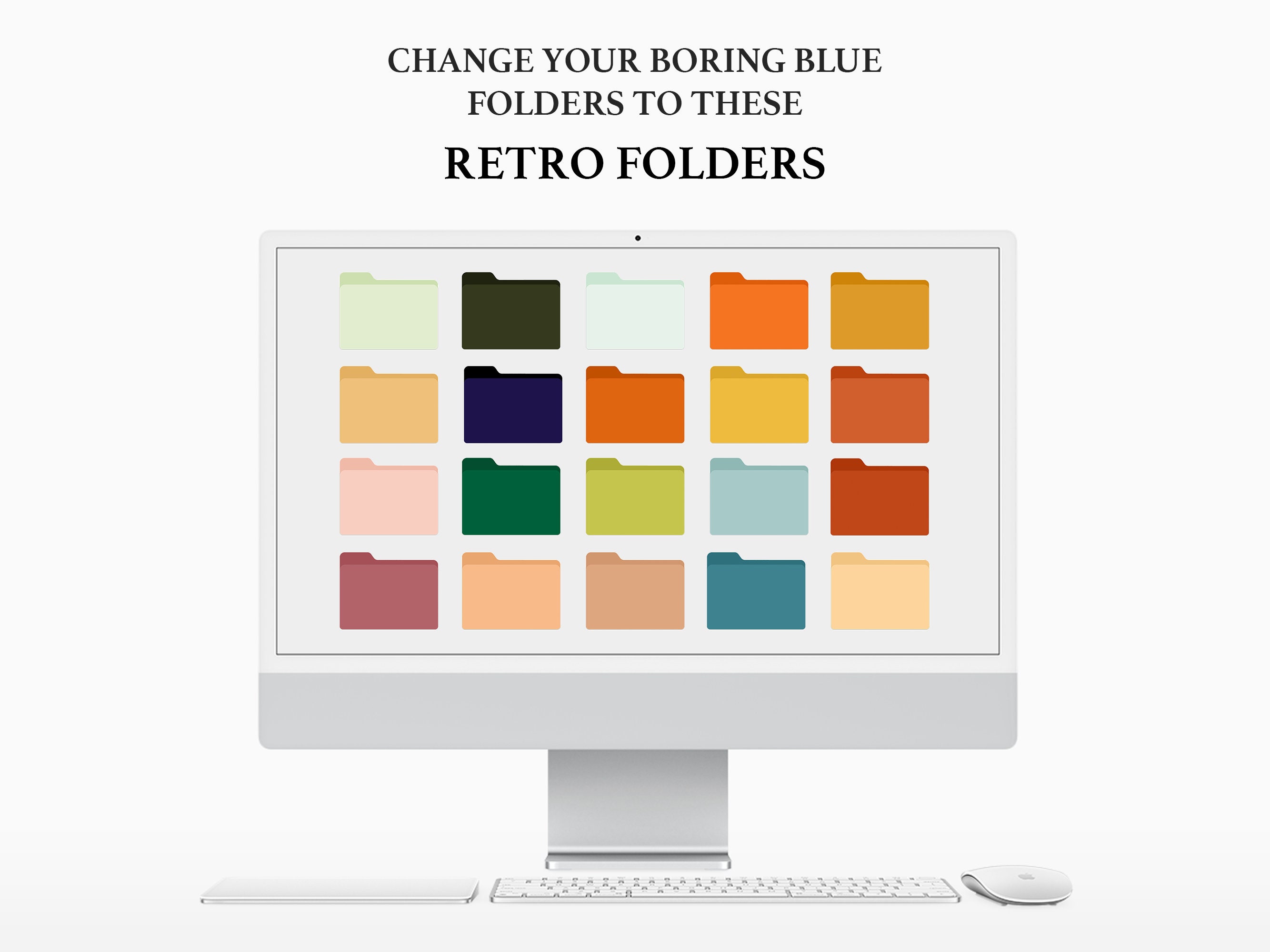Retro Colorful Desktop Folder Icons | Mac OS Windows | Aesthetic ...