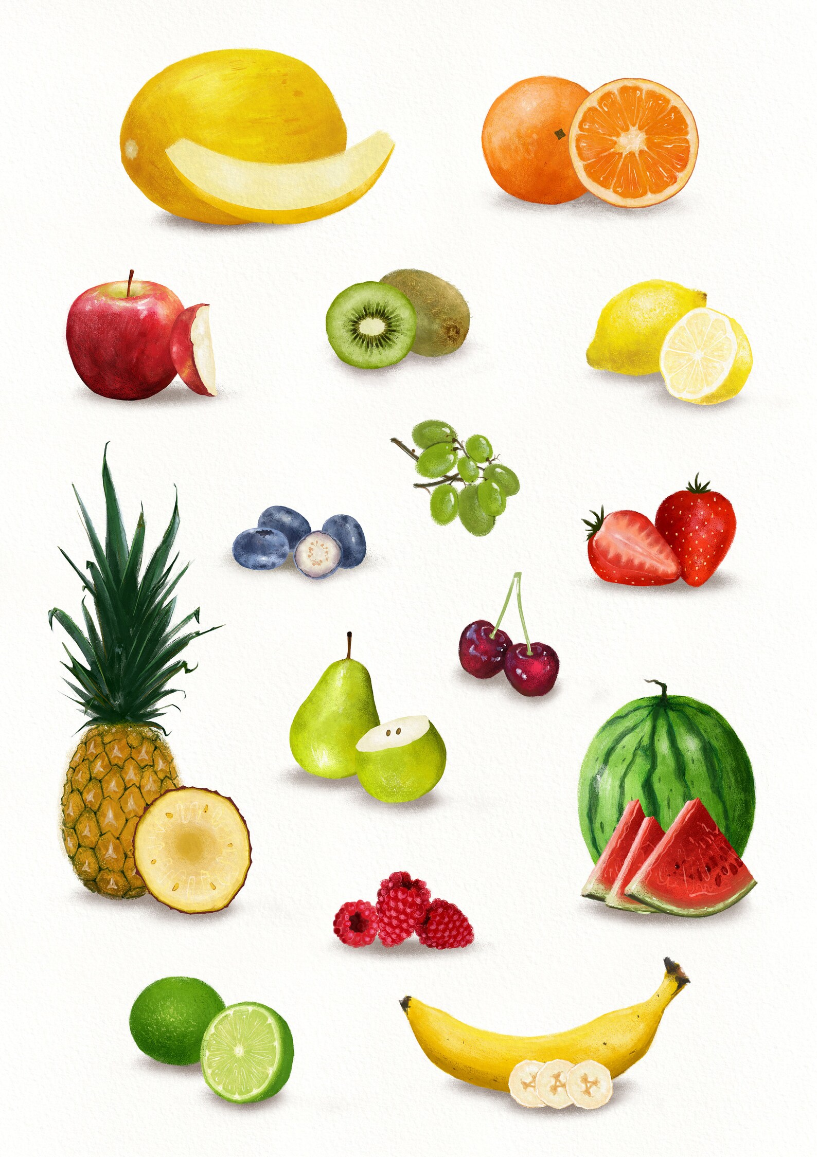 Illustrated Fruit Print (A3) - Educational / Children's Print / Nursery ...