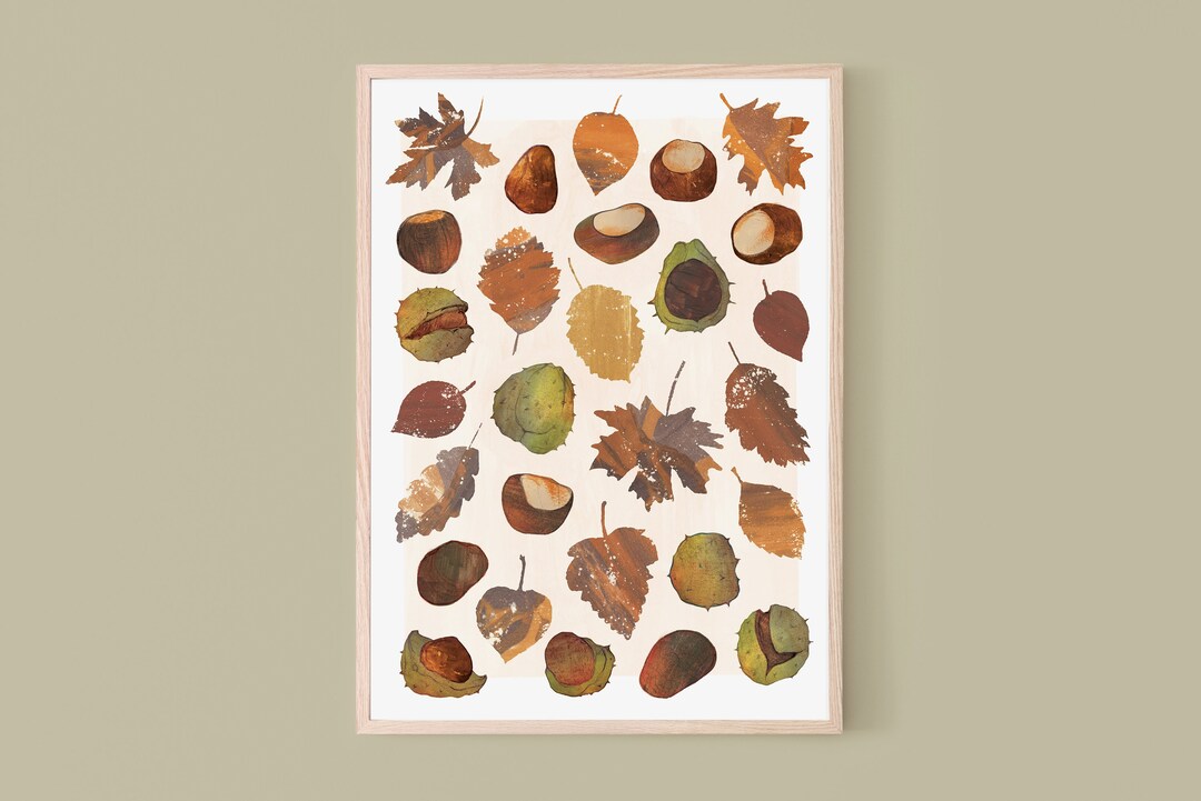 Illustrated Autumn Leaves & Conkers Print - Children's/nursery/wall Art ...