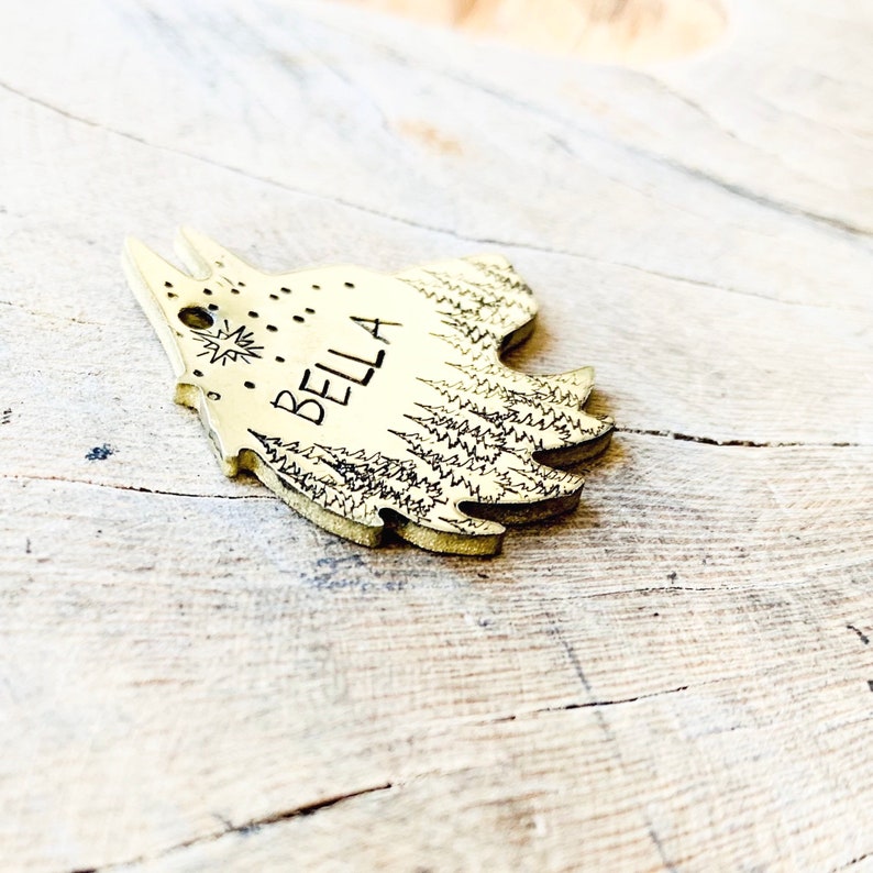 Pet ID Tag Mama Wolf Shaped Head Dog ID Tag Wolf Dog Tag - Etsy