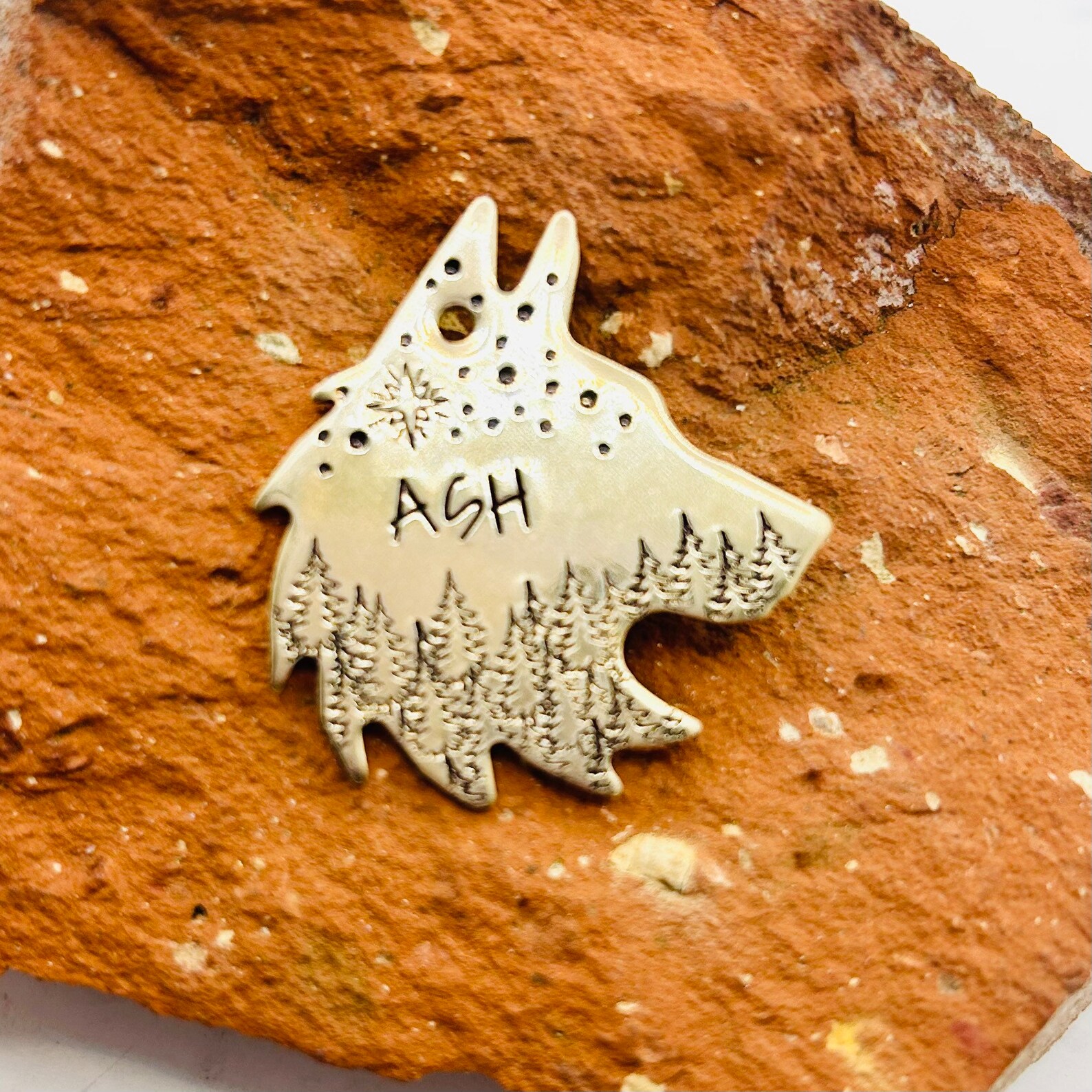 Pet ID Tag Mama Wolf Shaped Head Dog ID Tag Wolf Dog Tag - Etsy