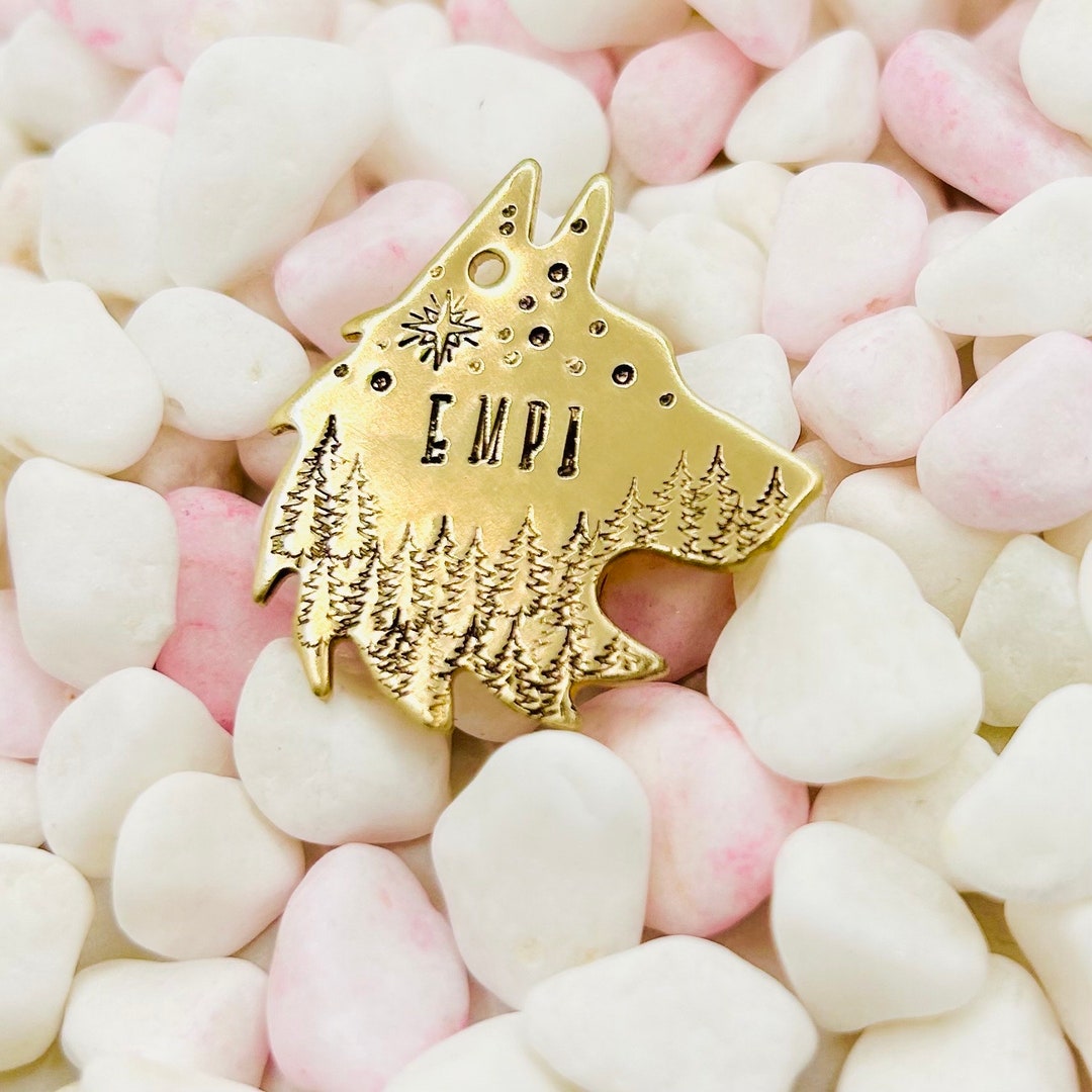 Pet ID Tag, Mama Wolf Shaped Head Dog ID Tag , Wolf Dog Tag ...