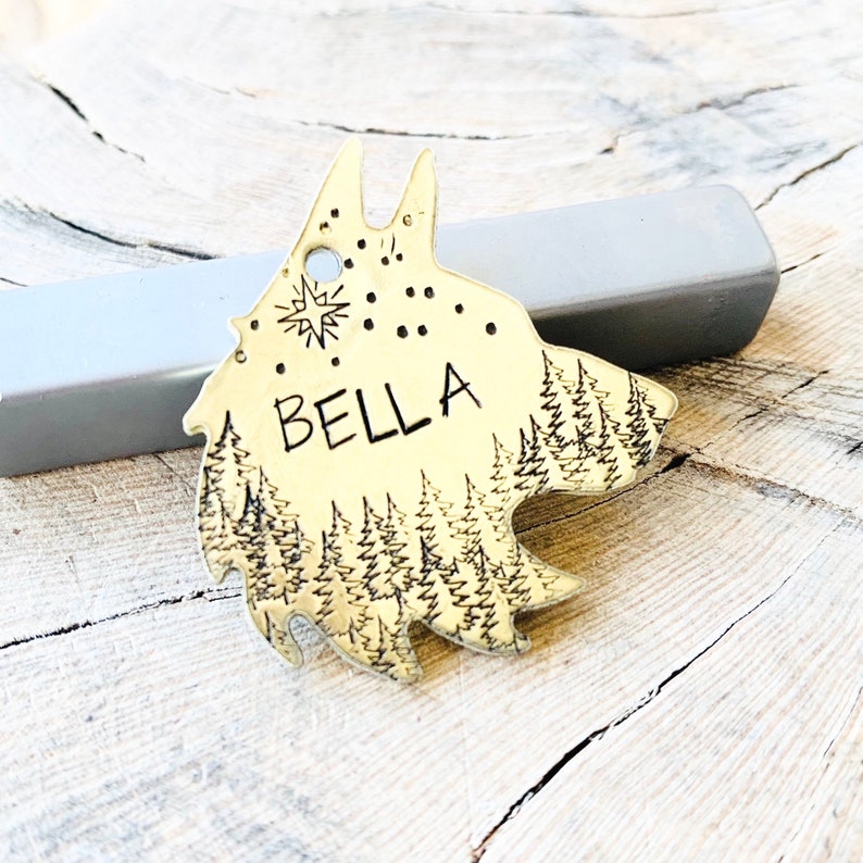 Pet ID Tag Mama Wolf Shaped Head Dog ID Tag Wolf Dog Tag - Etsy