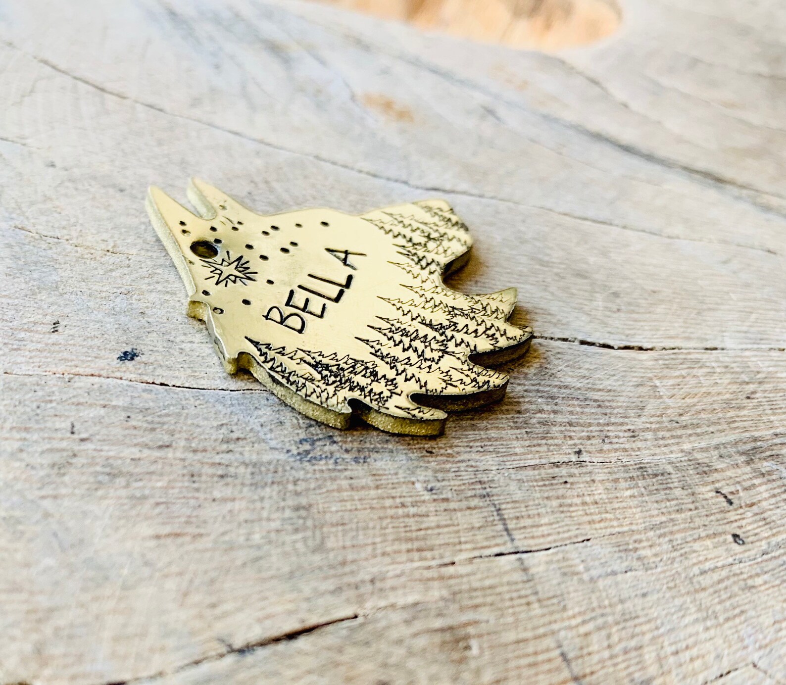 Pet ID Tag Mama Wolf Shaped Head Dog ID Tag Wolf Dog Tag | Etsy