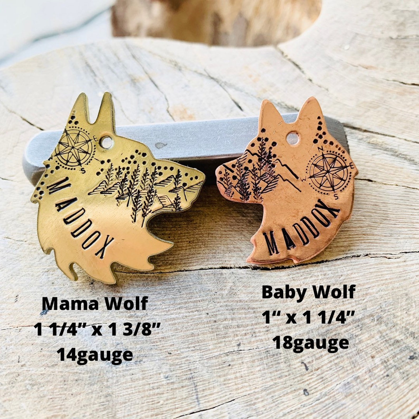 Pet ID Tag Mama Wolf Shaped Head Dog ID Tag Wolf Dog Tag - Etsy
