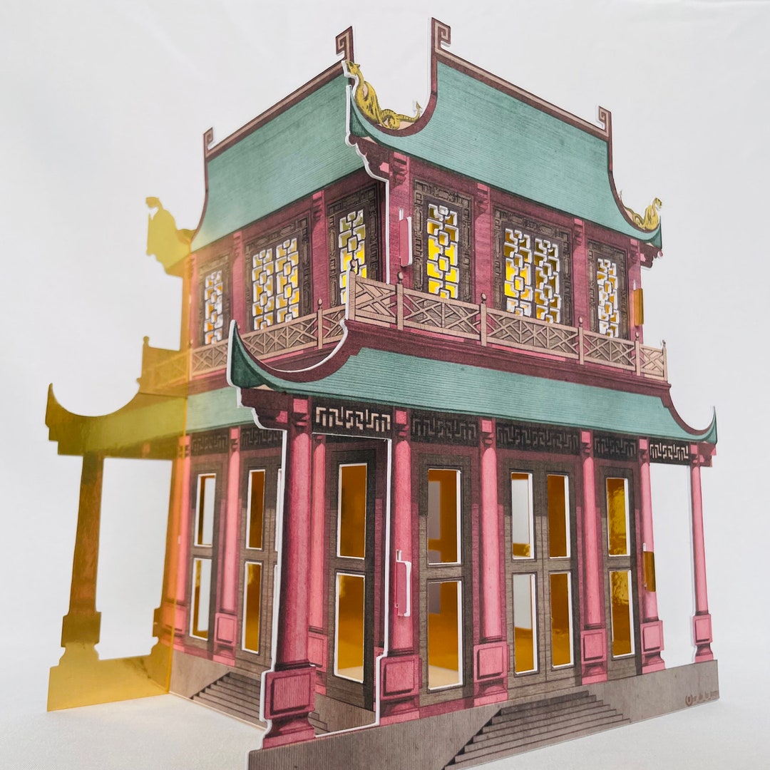 Temple of the Dragon King Architecture Paper Lantern Popup Building Art ...