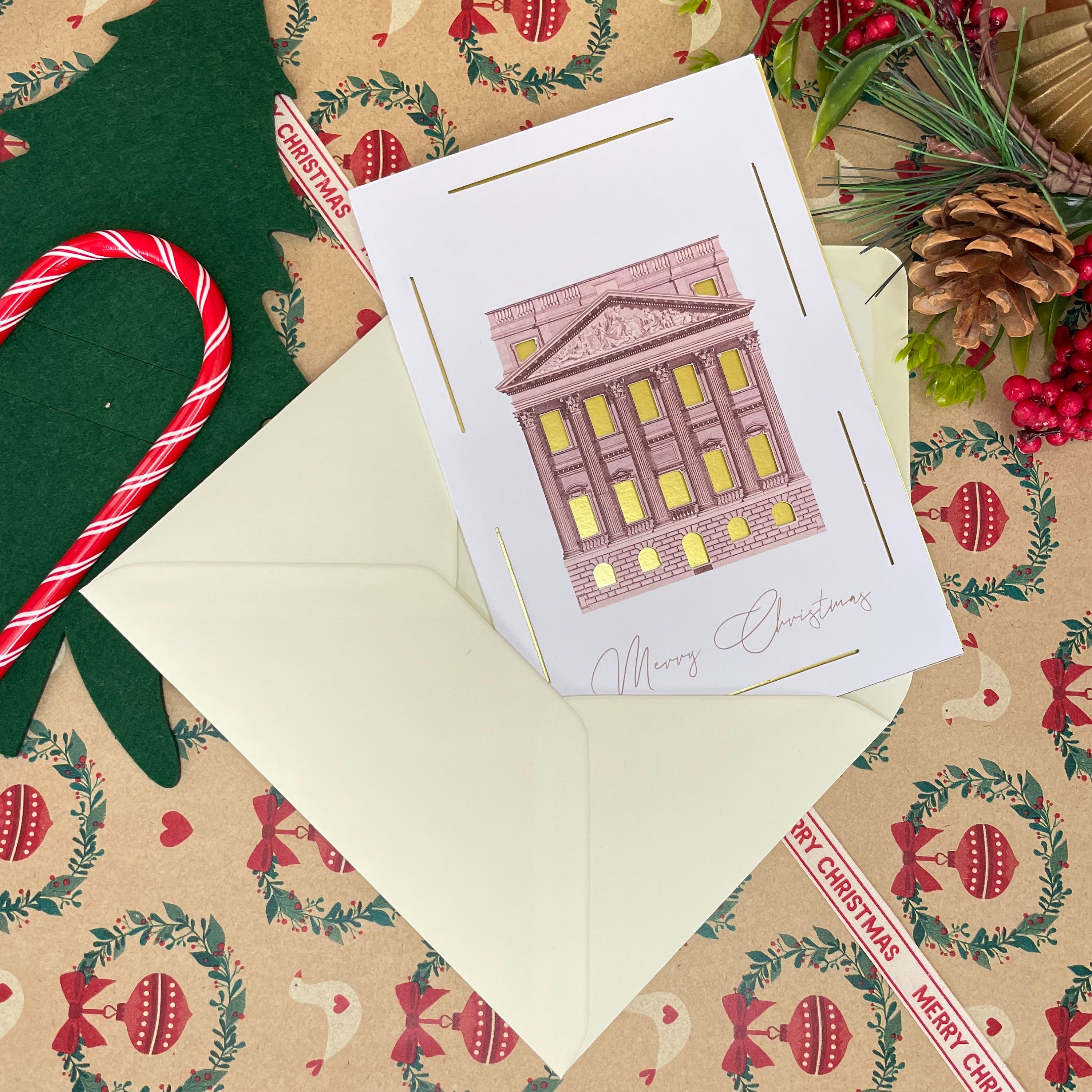 Christmas Card Mansion House Architectural Card - Etsy