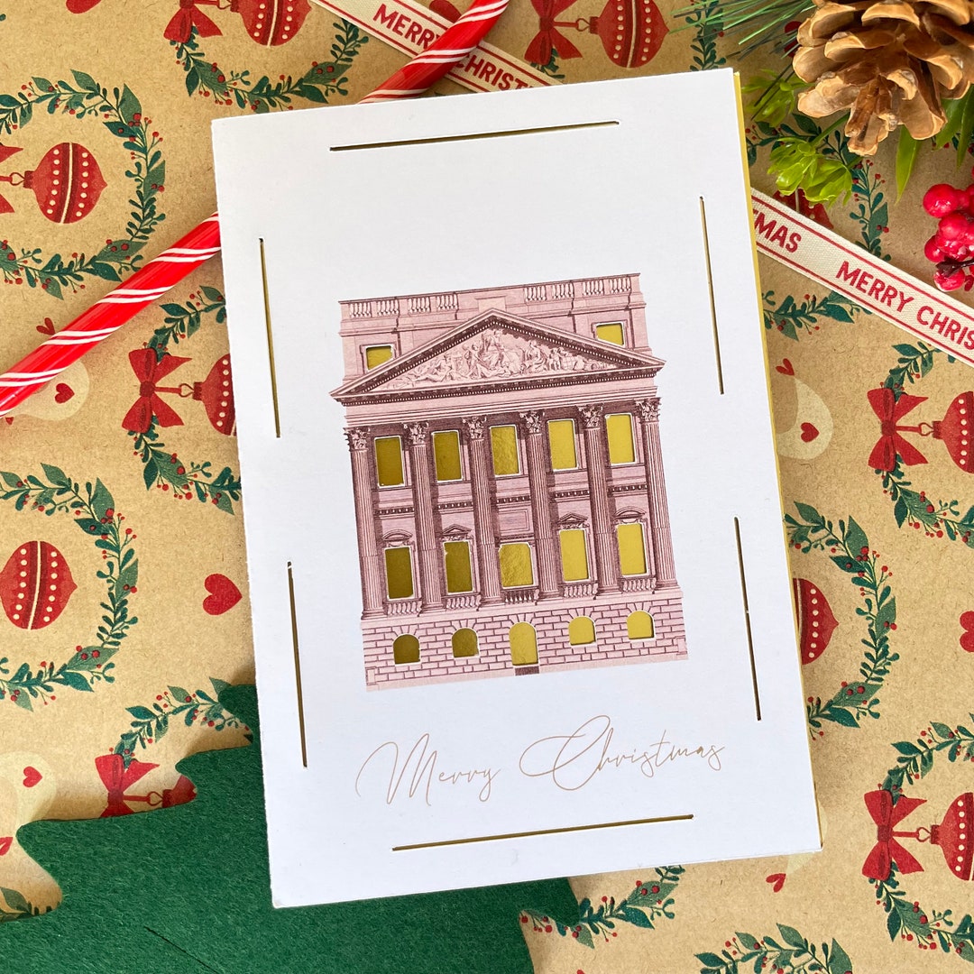 Christmas Card Mansion House Architectural Card - Etsy