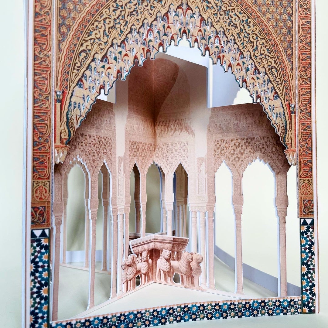 Alhambra Patio De Los Leones Architecture Paper Lantern Popup Building ...